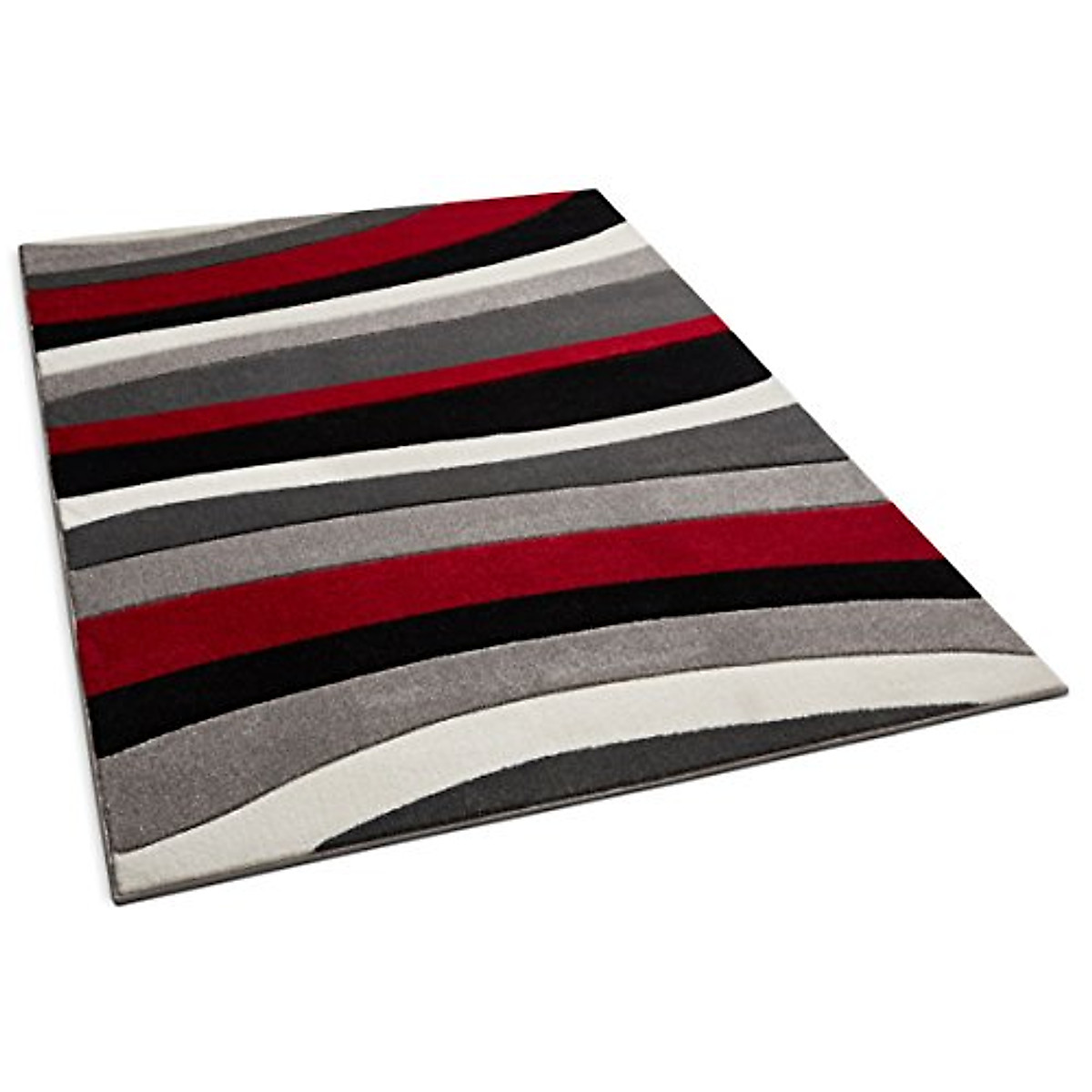 Well Woven Red Rad Waves Modern Geometric Stripes 7'10" x 9'10" Area Rug