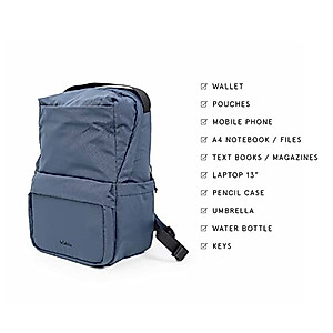 Hellolulu KIIRA 2 in 1 Daypack Full Width Detachable Organizer Fits Up To 13" Laptop, Fashion Water Repellent Multiple Pockets Backpack, For Travel School And Everyday Use, Blue Gray