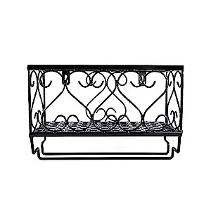 Wine Rack Wall Mounted Iron shelff and Hanging Wine Rack Inverted Wine Cup Rack, Restaurant and Living Room Decorated (9.84inch)