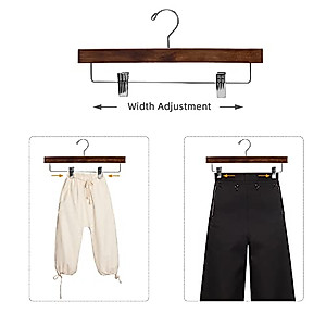 Nature Smile Wooden Pants Skirt Trousers Hangers with Clips (10Pcs Retro)