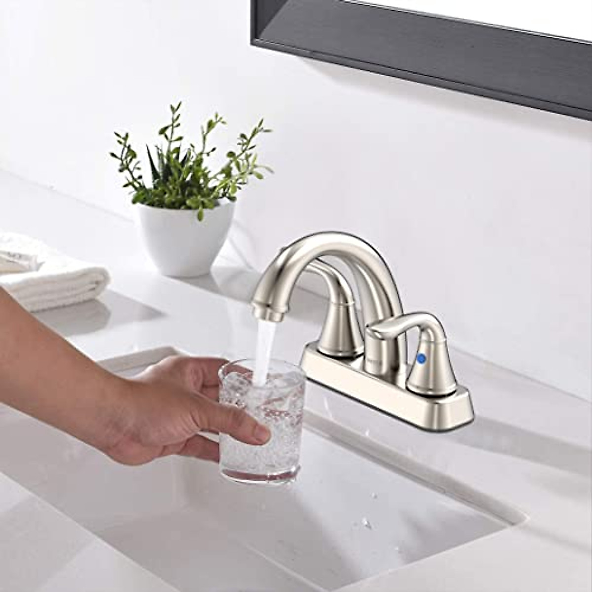 Vetta Bathroom Faucets - 2 Handle 3 Hole Centerset Brushed Nickel RV Bathroom Sink Faucet (Nickel)