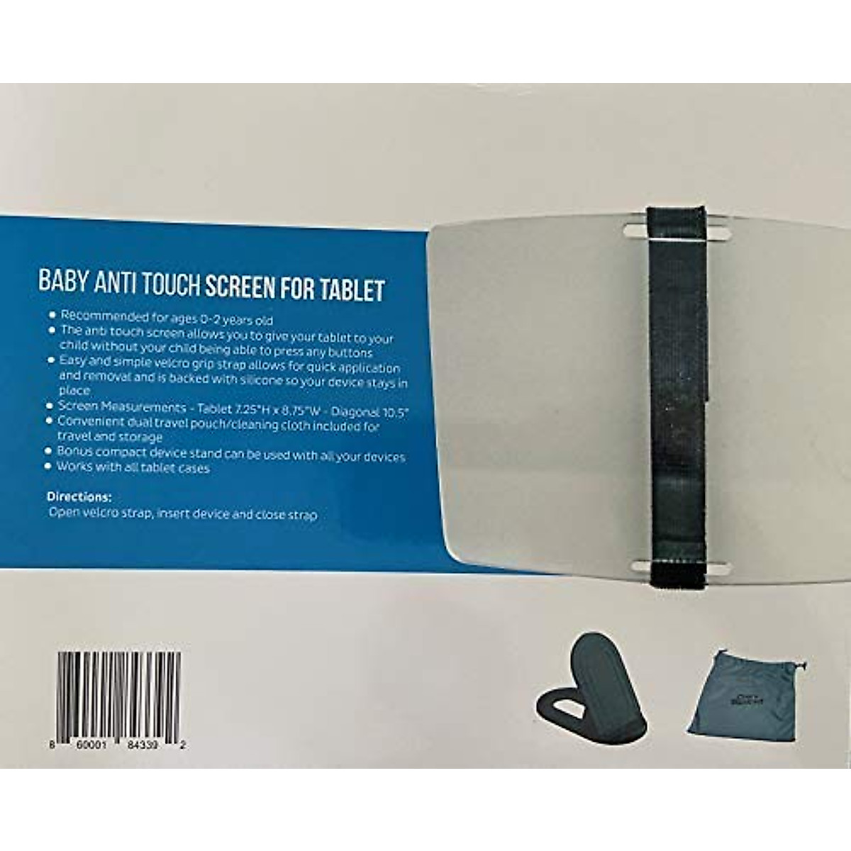 Cant Touch! Anti-Touch Screen Cover for Tablet For Baby and Pets - Easily Strap the adjustable Clear Cover onto the iPad or Tablet to Prevent Any Buttons Being Pressed, Works With Most ModelsPouch +