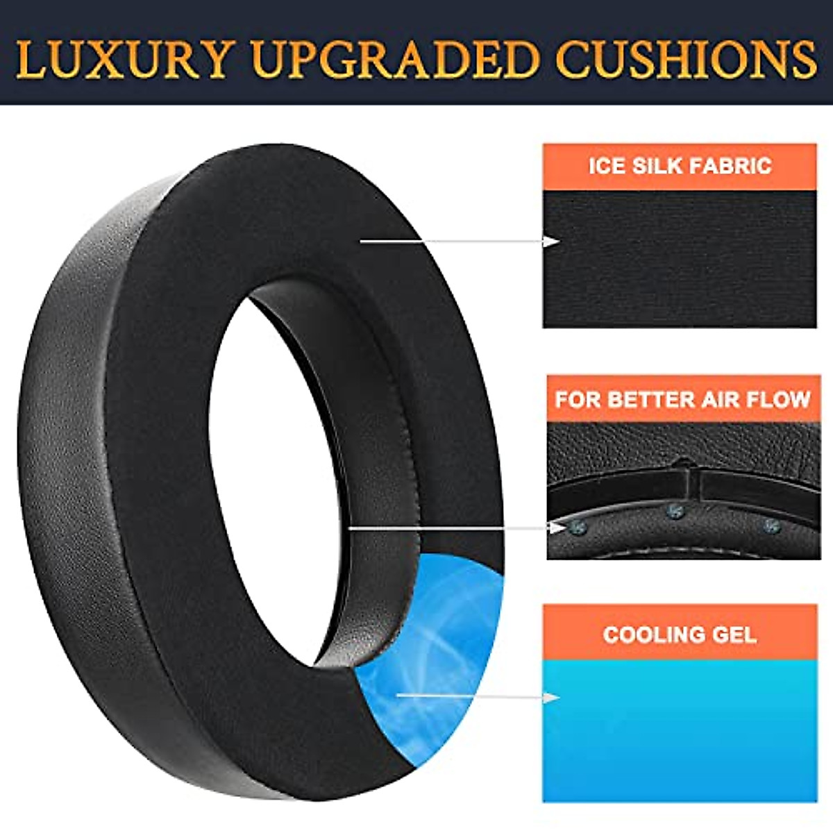 SOULWIT Cooling-Gel Earpads Cushions Replacement for Corsair HS75 XB HS70/Pro HS60/Pro HS50/Pro Gaming Headset/Headphones, Ear Pads with High-Density Noise Isolation Foam