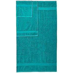 Amazon Basics 6-Piece Fade Resistant Bath towel, Hand and Washcloth Set - Cotton, Teal, 14.25"L x 10.85"W