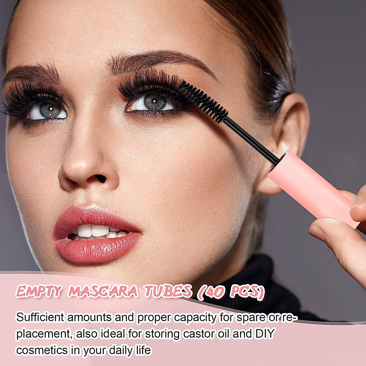 30 Pieces 10 ml Empty Mascara Tubes Eyelash Wand Refillable Clear Bottles Cream Container with 4 Pieces Transparent Funnels Transferring Castor Oil for DIY Cosmetics (Pink)