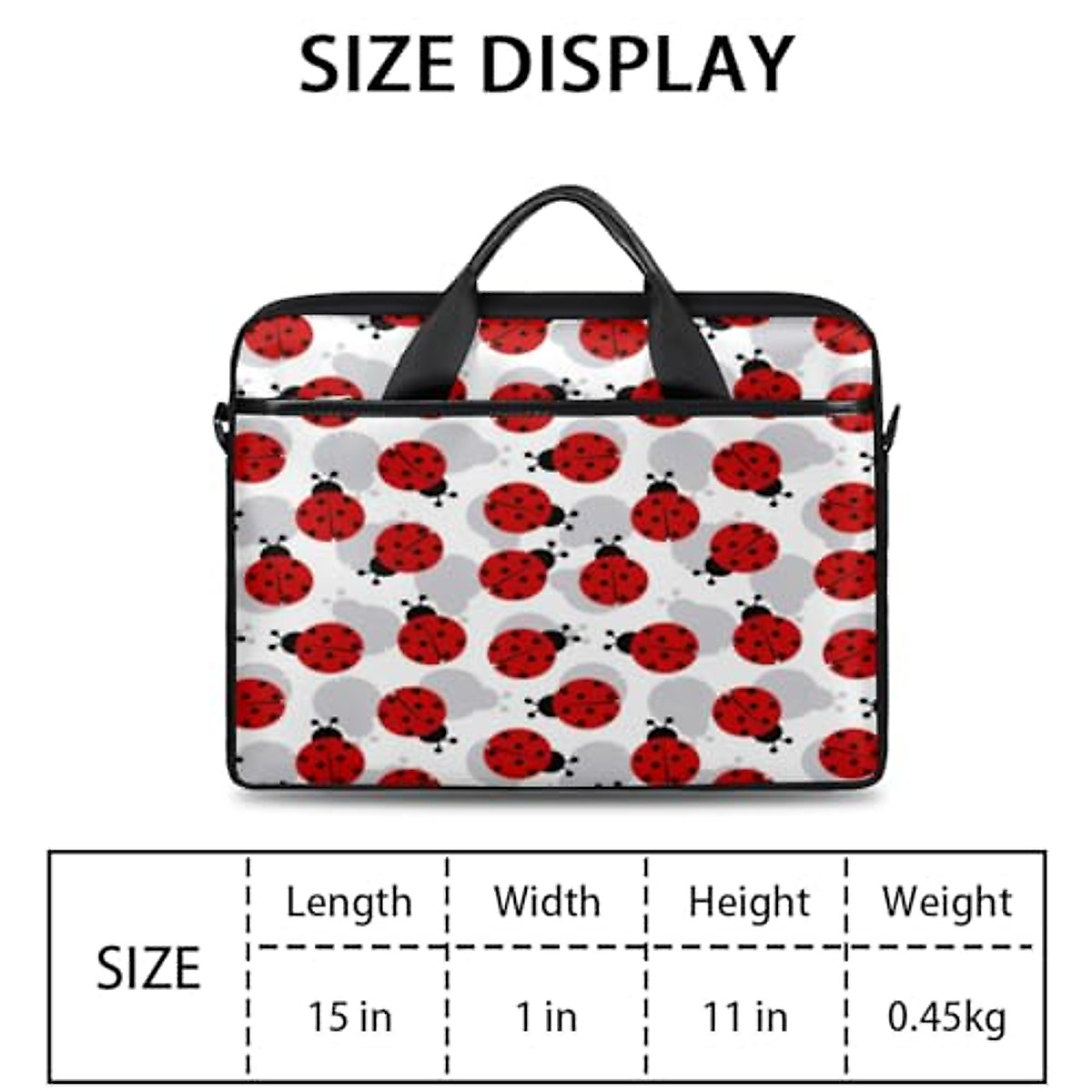 Ladybugs Pattern Laptop Computer Bag Waterproof Shoulder Messenger Bag 13-15 inch Durable Laptop Tote Bag with Shoulder Strap Handle Lightweight Crossbody Briefcase