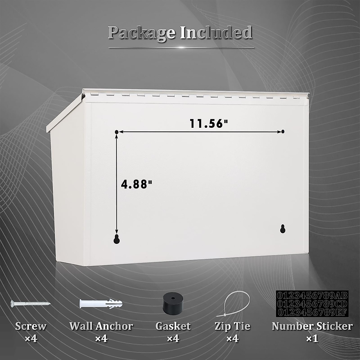 Dalmbox Wall-Mount Mailbox Large Mailbox for Post Rust-Proof Galvanized Steel Box for Outside or Townhouse Horizontal Style, White, 15.7” x 4.3” x 9.4”
