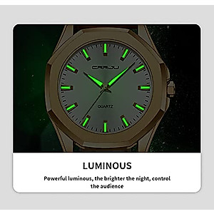 CRRJU Men's Fashion Luxury Classical Golden Watches for Men Business Simple Luminous Analog Quartz Leather Wristwatches