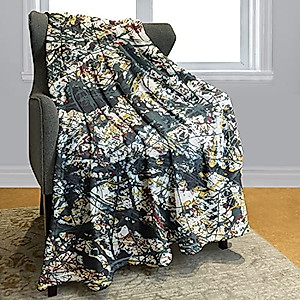 HommomH 60" x 80" Blanket Comfort Warmth Soft Cozy Air Conditioning Easy Care Machine Wash Jackson Pollock