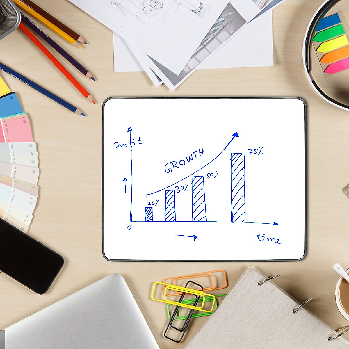 White Board Dry Erase - 14" X 11"，Dry Erase Board，Small White Board with 6 Markers（Double Sided Whiteboard）