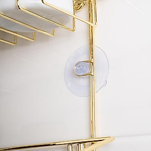 SIMPLI COZY Large Iron Gold Shower Caddy – No Drilling Required – Two-Tier Storage – Razor & Loofah Holders – Ideal for Modern & Clean Aesthetic Decor 4.5" D x 12" W x 27" H