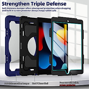 ROISKIN for iPad 9th 8th 7th Generation Case(iPad 10.2 inch) with HD Screen Protector for Kids[15ft Drop Protection] Rugged iPad Case 9 8 7 Gen 2021/2020/2019 with 360 Kickstand Handle Shoulder Strap