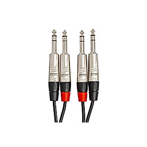 Hosa HSS-005X2 Dual REAN 1/4" TRS Pro Stereo Interconnect Cable, 5 Feet