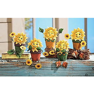Collections Etc Collectible Sunflower Shelf Sitters - Set of 5 Yellow