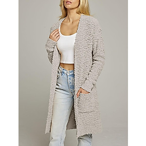 MEROKEETY Women's 2024 Winter Long Sleeve Soft Chunky Knit Sweater Open Front Cardigan Outwear Coat Off-White