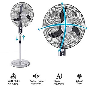 COSTWAY Pedestal Fan, 18-Inch Adjustable Height Standing Fan, 3-Speed Digital Control, Oscillating Fan with Timer for Home, Office