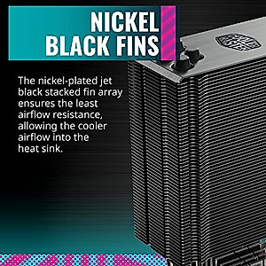 Cooler Master Hyper 212 RGB CPU Air Cooler with SF120R PWM Fan, Gun-Metal Nickel Fins, 4 Copper Heat Pipes - For AMD Ryzen & Intel LGA1700/1200/1151