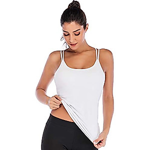 RUNNING GIRL Yoga Tank Tops for Women Built in Shelf Bra B/C Cups Strappy Back Activewear Workout Compression Tops(BX2288 White.M)