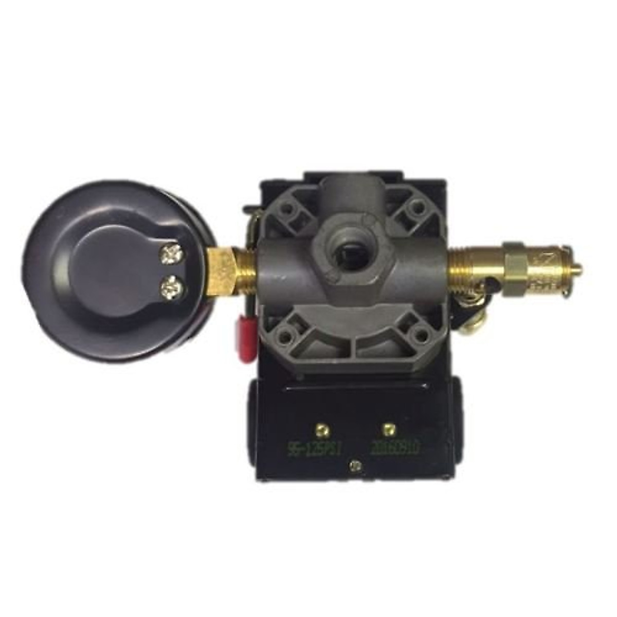 Air Compressor Pressure Control Switch 4 Ports 95-125 PSI w/ 0-200 PSI Gauge 150 PSI pop off valve