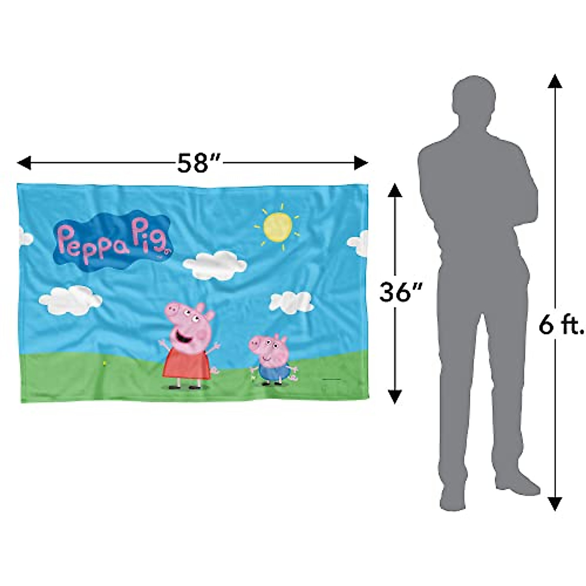 LOGOVISION Peppa Pig Blanket, 36"x58" Peppa and George Sunny Day Fleece Blanket