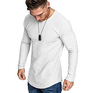 COOFANDY Men 2 Pack Muscle Fitted T Shirt Gym Workout Athletic Long Sleeves Tee Black/White