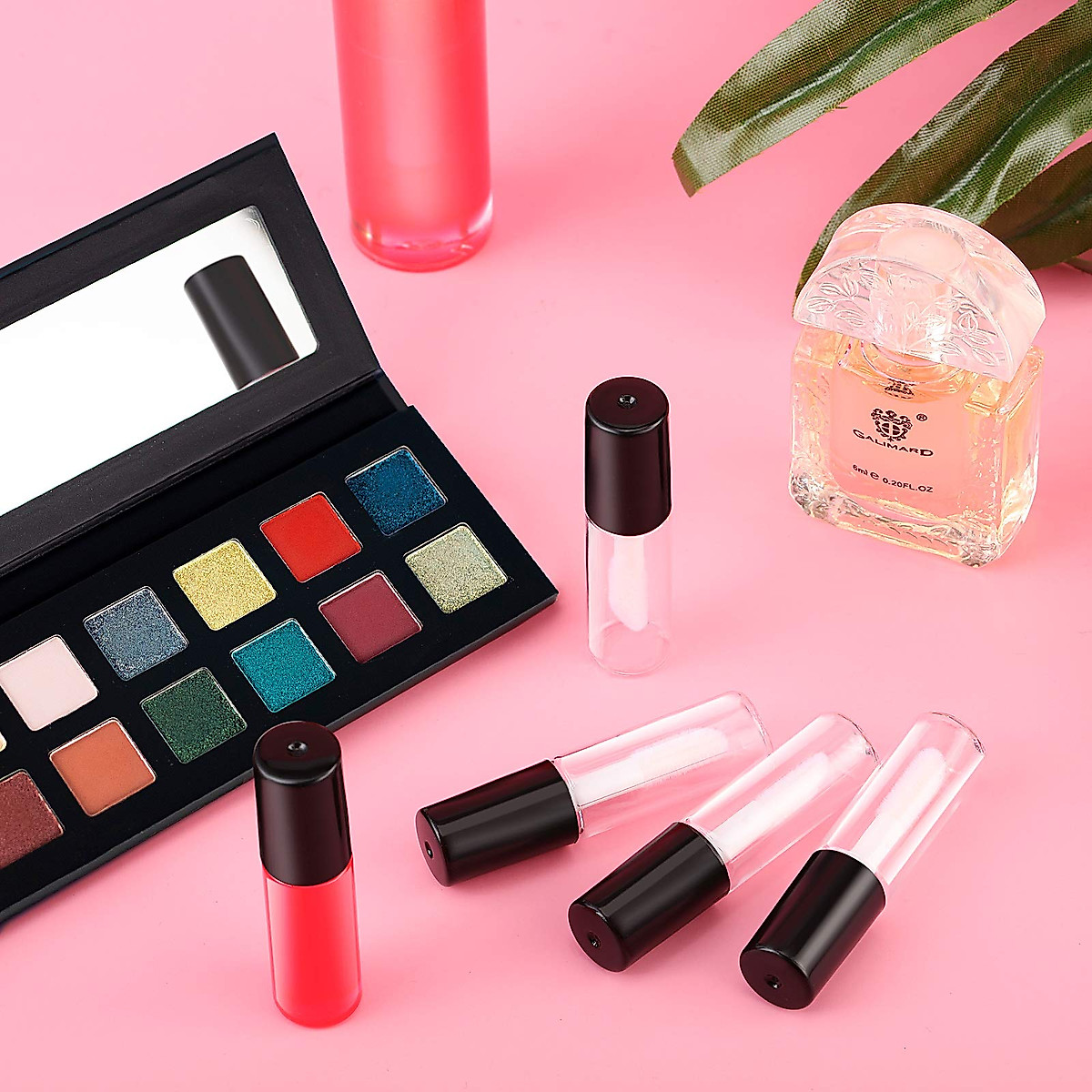 100 Pieces 1.2 ml Clear Mini Lip Gloss Tube Refillable Empty Lip Balm Bottles Transparent Lipstick Containers for Women Girls DIY Makeup (Black)