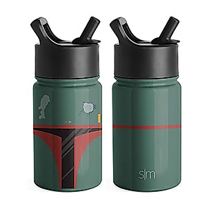 Simple Modern Star Wars Boba Fett Kids Water Bottle with Straw Lid | Insulated Stainless Steel Reusable Tumbler Gifts for School, Toddlers, Girls, Boys | Summit Collection | 10oz, Boba Fett