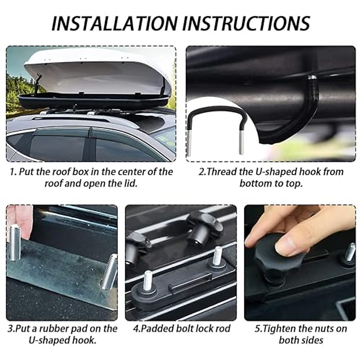 Roof Box U Bracket Mounting Accessories Kit Roof Box U-Bolts Clamps With Locking And Straps 85mm Internal Width Car Roof Luggage Accessories Roof Box Bracket Roof Box U Bracket Universal Roof Box