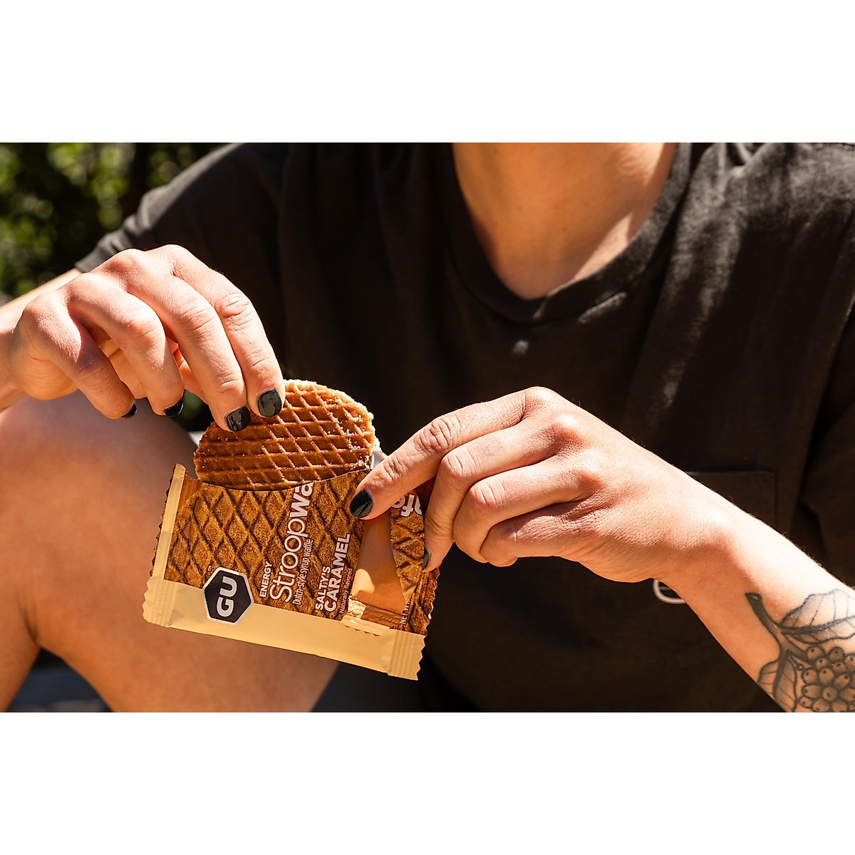 GU Energy Stroopwafel Salty's Caramel Sports Nutrition Waffle, Caffeine-Free, and Kosher dairy, On-the-Go Energy for Any Workout, 16 Count