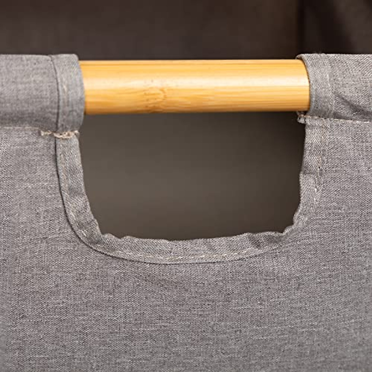 ALIMORDEN Natural Bamboo Freestanding Laundry Storage Basket, Household Laundry Basket with Bamboo Shelf, Laundry Storage Rack Dormitory, Gray