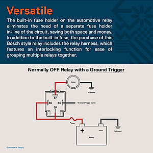 TRUE MODS 6 Pack 4-Pin 12V Bosch Style Fused Relay Switch Kit [Interlocking Harness Socket Holder] [14 AWG Hot Wires] [SPST] [30 Amp] 12 Volt Automotive relays with Fuse for Auto Cars