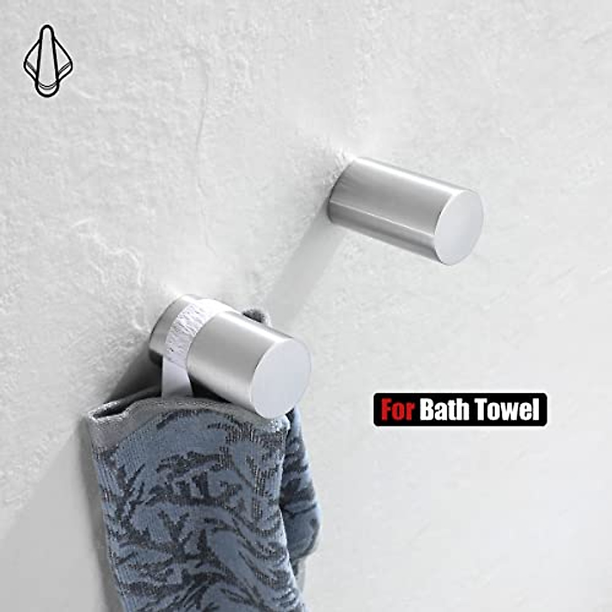 JQK Bathroom Towel Hook Brushed, Coat Robe Clothes Bath Wall Hooks for Kitchen Garage SUS 304 Stainless Steel, 4 Pack Brushed Steel, TH600-BN-P4