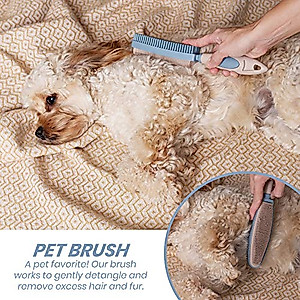 Pet Hair Removal Rubber Broom with Built in Window Shower Squeegee , 2 in 1 Floor Brush, Carpet Cleaner, 29 to 52 inch Adjustable Handle, Includes One Rubber Hair Brush by ELITRA HOME