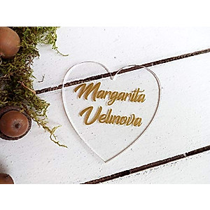 Clear Blank Heart Acrylic Place Card for Weddings,Guest Names Escort Cards,PMMA Tile Place Cards,Dining Seating Chart Place Cards for Birthday Parties, Table Place Cards (3")