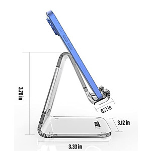 ZAW Acrylic Cell Phone Stand, Office Desk Accessories Clear Phone Stand for Desk, 4MM Acrylic Phone Holder, Compatible with iPhone 14 Pro, Samsung S21 S20 Smartphones (1xPack)