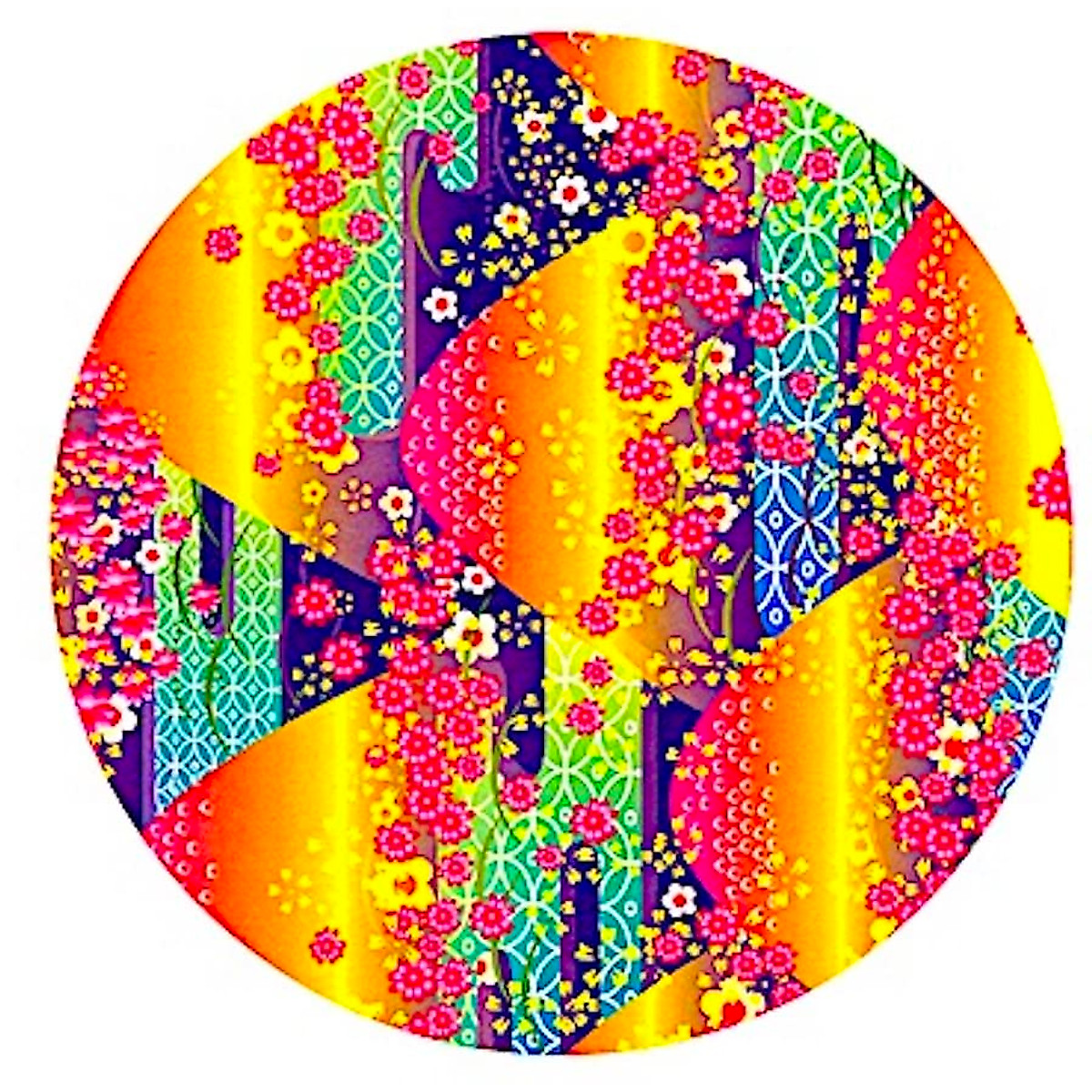 KUDOS.JP Envelope Seals Japanese Pattern Round Stickers - Gift Packing Decorative Label 48 Pcs (Cherry Blossoms)