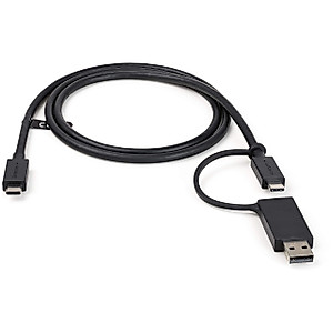 StarTech.com 3ft (1m) USB-C Cable with USB-A Adapter Dongle - Hybrid 2-in-1 USB C Cable w/USB-A - USB-C to USB-C (10Gbps/100W PD), USB-A to USB-C (5Gbps) - Ideal for Hybrid Docking Station (USBCCADP)