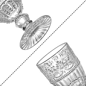 AVLA 6 Pack Glass Goblet, 12 OZ Vintage Wine Glassware, Romantic Wedding Glass Set, Drinking Stemware Beverage Cups for Party, Bar, Champagne, Juice, Beer, Cocktail, Embossed Design