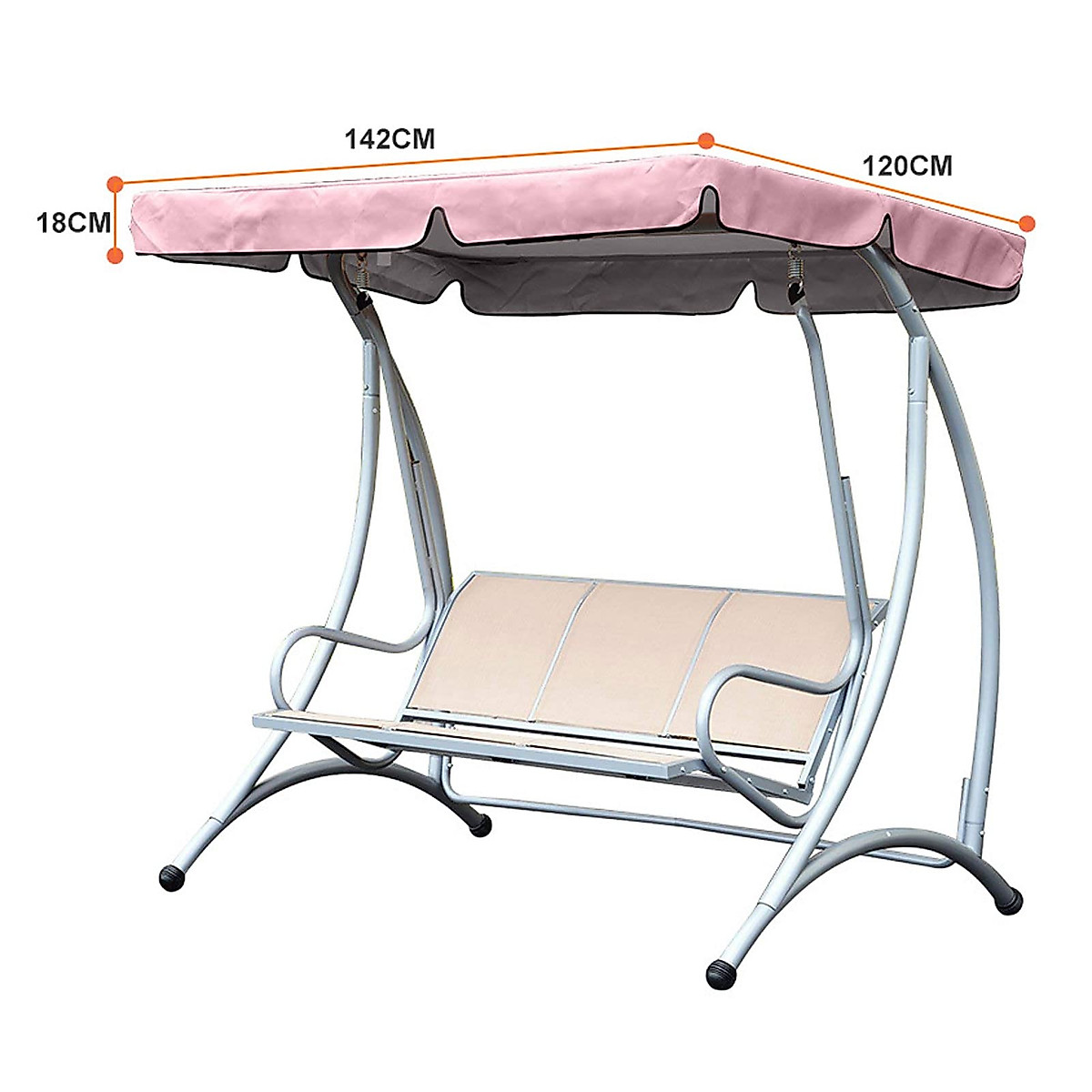 2-3 Seater Swing Canopy Replacement, Dustproof Waterproof Garden Swing Seat Canopy, Rainproof Sun Protection Swing Seat Canopy Replacement for Outdoor Garden Porch Swing (Sky Blue 142 * 120 * 18cm)