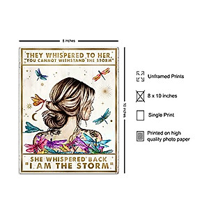 Inspirational Positive Quotes Wall Decor - She Whispered Back I Am The Storm - Hippie Boho Wall Art - Motivational Poster - Encouragement Gifts for Women - Rustic Bedroom Living Room Home Office