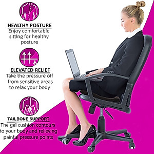 Gel Seat Cushion, Egg Seat Cushion for Tailbone, Back, Sciatica Pain Relief - Gel Enhanced Seat Cushion Chair Pads Wiht Non-Slip Cover for Office Home Chair Car Seat Wheelchair (Extra Thick, Voilet)