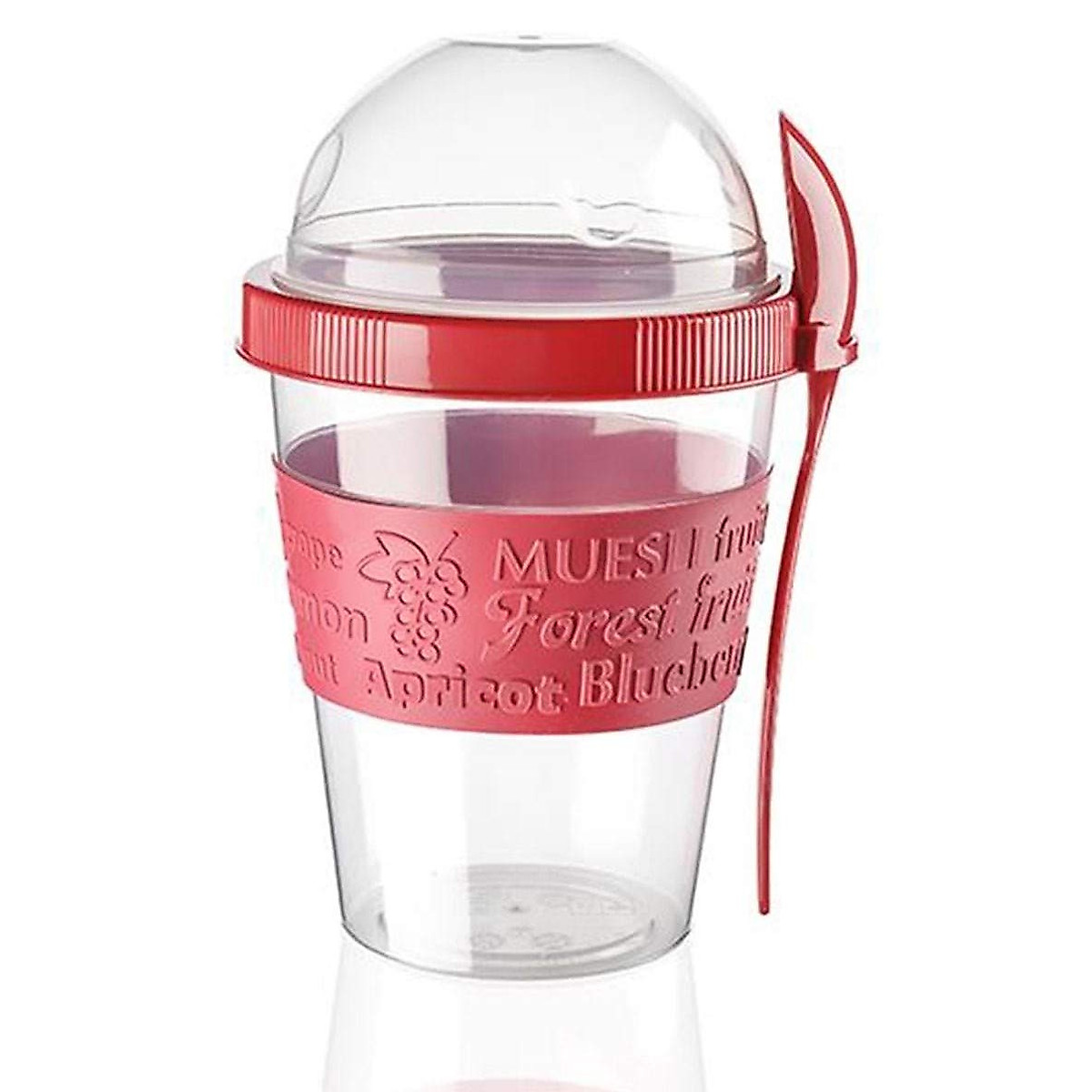 Titiz 20 oz Cereal On the Go Cups Portable Lux Yogurt Cereal To-Go Container with Top Lid Granola & Fruit Compartment (Red)