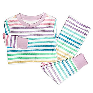 HonestBaby Baby Organic Cotton 2-Piece Snug Fit Pajama Set, Rainbow Stripe, 2T