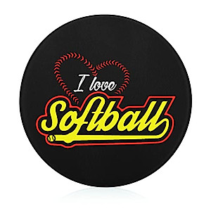 Love Softball Printed Round Cutting Board Glass Chopping Blocks Mats Food Tray for Home Kitchen Decoration