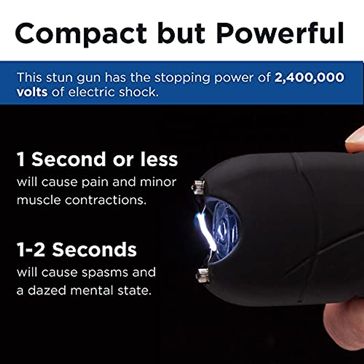 Mace Brand 2,400,000 Volt Ergo Stun Gun with Bright LED Light (Black) – Features On/Off Safety Switch, Stun Button – Holster Included, Rechargeable Battery, Mace Stun Gun for Self Defense, Made in USA