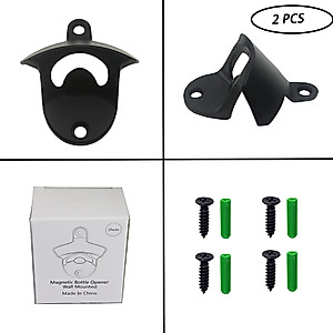 Luwanburg 2 PCS Black Wall Mount Beer Bottle Opener Outdoor Bottle Cap Opener Post Mounted Stainless
