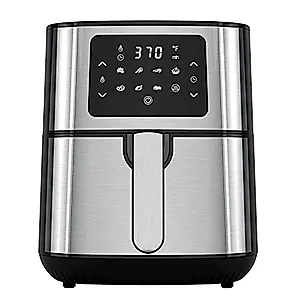 Joyoung JY-570 5.8 Quart Stainless Steel Multi Tasker Detachable Double Basket Air Fryer with LED Touchscreen and 8 Built In Smart Programs, Black