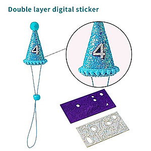 AIITLE Dog Birthday Bandana, Plaid Scarf and Reusable Dog Boy Birthday Party Hat with Number, Small Medium Dog Cat Pet Birthday Party Supplies Blue