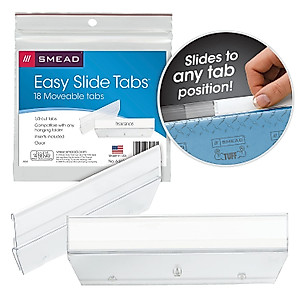 Smead Easy Slide Tab, 1/3-Cut, Clear, 18 Per Pack (64626)