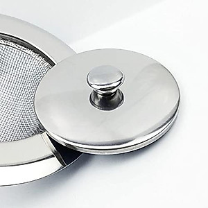 Stainless Steel Sink Filter Waste Plug Hair Catcher Drains Bathroom Floor Drain Kitchen Anti-clog Strainer with Deodorant Cover, Wide Rim 4.5 Inch Diameter